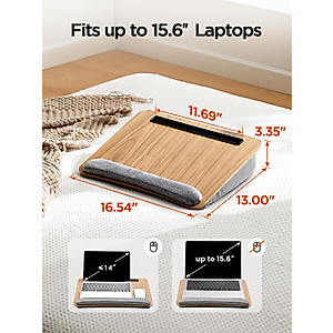 LORYERGO Lap Desk, Lap Desk for Laptop, Fits up to 15.6", Lap Stand for Bed & Couch, Laptop Lap Desk with Cushion, w/ Wrist Pad & Media Slot, for Adult & Kid -LELD12