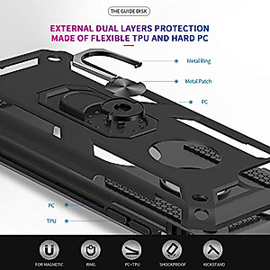 LeYi Compatible for iPhone 8 Plus Case, iPhone 7 Plus Case, iPhone 6 Plus Case with Tempered Glass Screen Protector [2 Pack], Military-Grade Phone Case with Kickstand Ring for iPhone 6s Plus, Black