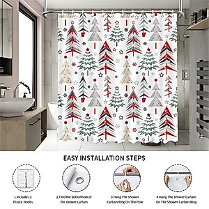 MEHOFOND Christmas Xmas Tree Winter Snowflake Pattern Shower Curtain for Bathroom Decor Washable Durable Fabric 72x72 in