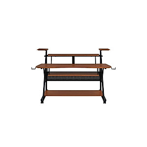 Acme Furniture Metal and Wooden Music Desk with Wheels, Cherry and Black