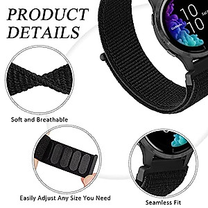 Wanme Bands for Garmin Venu/Vivoactive 3 Watch Band, 20mm Adjustable Nylon Replacement Wristband Strap for Garmin Venu Sq, Vivoactive 3 Music, Forerunner 645/245 Music, Samsung Galaxy Watch 4 (Black)