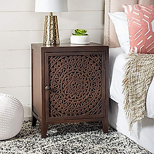 Safavieh Home Thea Brown 1-door Carved Mandala Nightstand