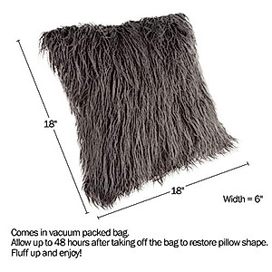 Lavish Home 80-PFM-3 Pillow, 18", Gray