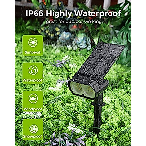 Brightown Solar Spot Lights Outdoor, 32 LEDs IP66 Waterproof Dusk-to-Dawn Solar Landscape Spotlights, Daylight Wall Lights, Solar Outdoor Lights for Garden Yard Driveway Walkway, 2 Pack