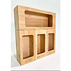 Ziplock Bag Storage Organizer (Natural Wood)