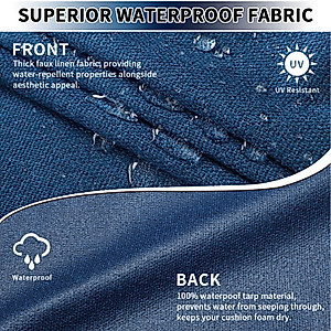 PureFit Waterproof Outdoor Cushion Covers Replacement for Patio Furniture Chair Seat Cushion Covers 24x24 inch for Outdoor Furniture Garden Backyard with Zipper, 4 Pack SLIPCOVERS ONLY, Navy