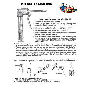 Slippery Pete Mini Pistol Grip Grease Gun. Heavy Duty Design for 3oz Cartridges. 12 inch Flexible Hose and 5 inch Rigid Extension Pipe