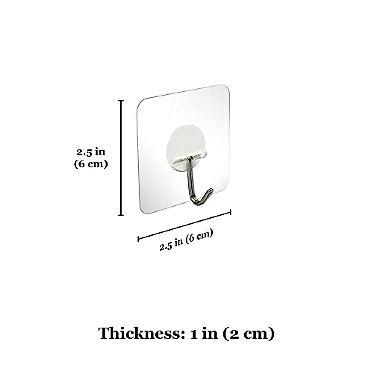 Floro Transparent Reusable Gardening Hooks, 2.4"x2.4" Clear Plastic and Stainless Steel, Carries 176oz. Weight, 8 Hooks per Pack