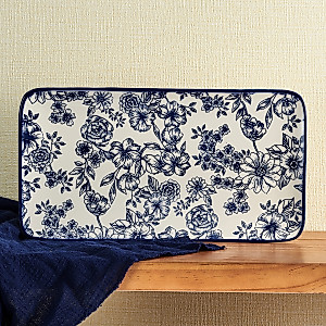 Pfaltzgraff Gabriela Floral Rectangle Platter, 14.75 Inch, Blue and White