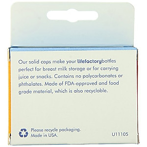 Lifefactory Flat Caps 2-Pack for 4-Ounce and 9-Ounce BPA-Free Glass Baby Bottles, White