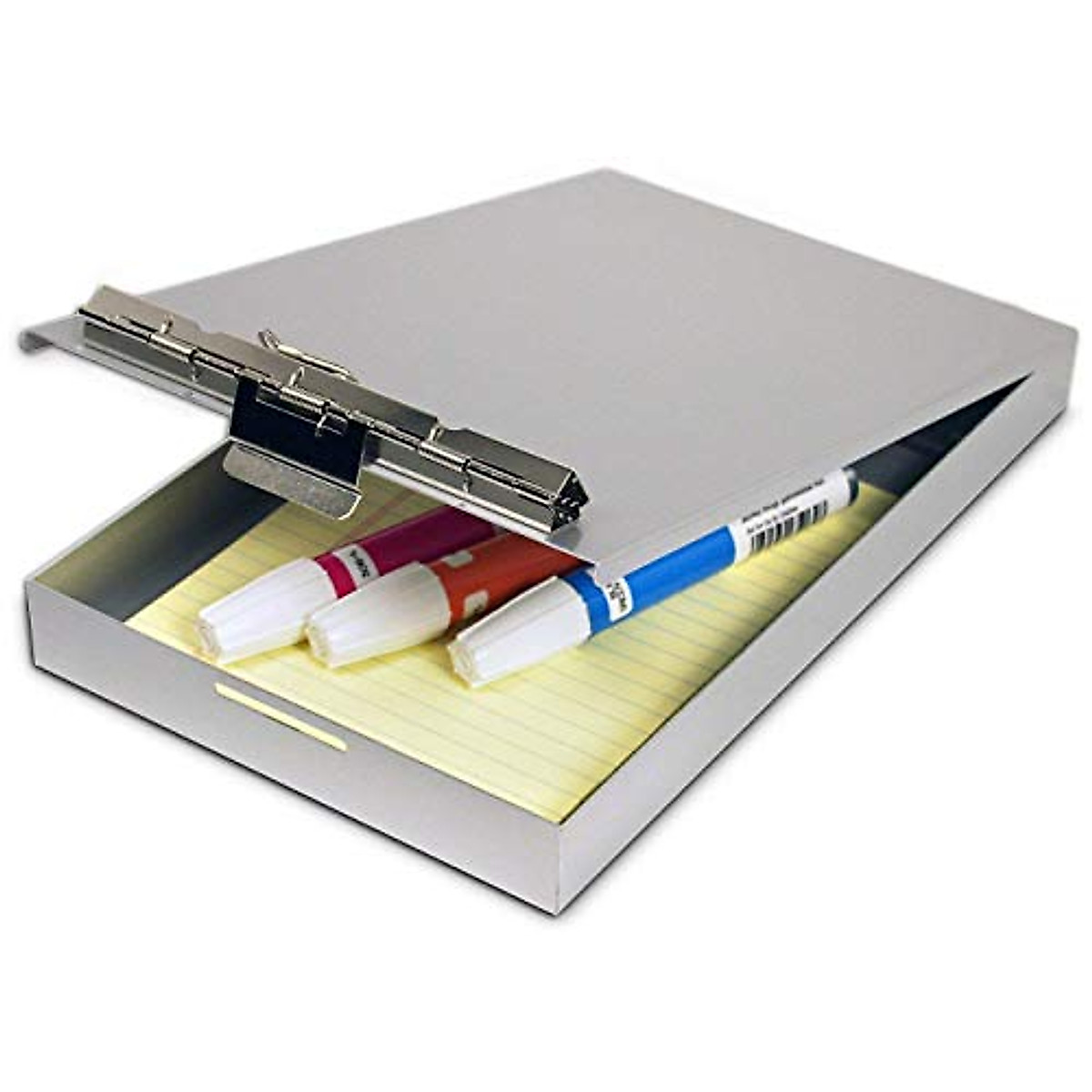 Saunders Silver Memo Size Aluminum Redi Rite Storage Clipboard with 1 Inch Storage Compartment and Self Locking Latch - Form Holder Perfect for Contractors, Truckers, and Office Use