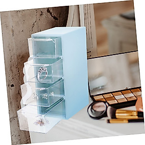 Ciieeo Box Jewelry Storage Box Clear Plastic Storage Bins Jewelry Case Storage Drawer Makeup Storage Cabinet Desk Top Organizer Clear Dresser Storage Shelves Plastic Small Tool