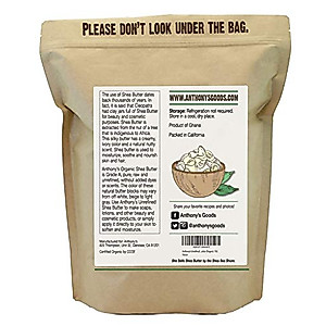 Anthony's Organic African Shea Butter, 1 lb, Unrefined, Grade A, Ivory, Raw