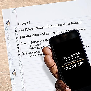 Five Star Loose Leaf Paper Plus Study App, Notebook Paper, College Ruled Filler Paper, Reinforced, Recycled, 8.5 x 11, 80 Sheets (170023),White