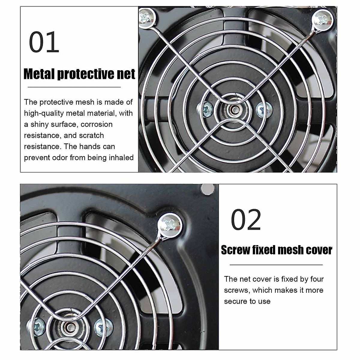 JIONET 4 Inch Exhaust Fan Through Wall Extractor Exhaust Ventilation Fan 110V Exhaust Smoke Fan Ventilation with Anti-backflow Check Valve for Home Office Kitchen (Size : Black)