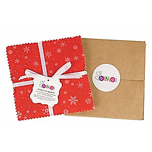 Soimoi Christmas Print Precut 5-inch Cotton Fabric Quilting Squares Charm Pack DIY Patchwork Sewing Craft- Red & Green