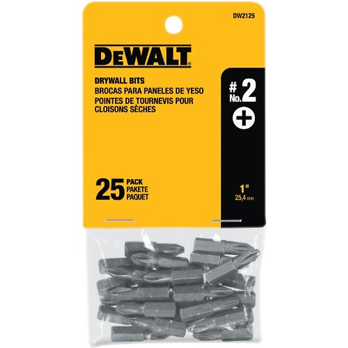 DEWALT DW2125 #2 Phillips Drywall Bit Tip (25-Pack), Silver metallic
