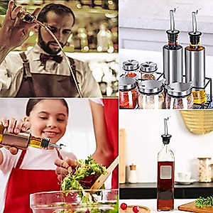 2 Pcs Liquor Pourers Stainless Steel oil spouts Bottle Pour Spouts with Covers for Oil, Wine, Vinegar and Liquid