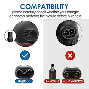 Charger Cord Fit for Philips Norelco HQ8505 Norelco 7000 5000 3000 Series mg5750 mg7790 Electric Shaver Adapter Power Supply Charging Cord (15v Charger)