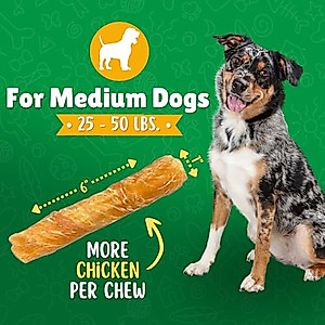 Lucky Premium Treats Chicken Wrapped Dog Treats – USA Made Raw Hide Sticks for Medium Dogs – Long Lasting, Preservative Free Dog Treats – 10 Chews
