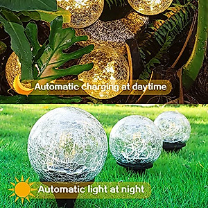 TOMEX Solar Garden Lights, Cracked Glass Ball Waterproof Warm White LED for Outdoor Decor Decorations Pathway Patio Yard Lawn, 1Pack (3.9")