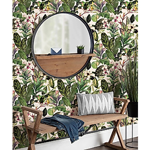 Luvdecor Wallpaper Peel and Stick Boho Leaf Tropical Wallpaper for Bedroom Removable Wallpaper Peel and Stick Floral Palm Leaf Botanic Boho Wallpaper for Renter Accent Wall 17.7 * 118 in