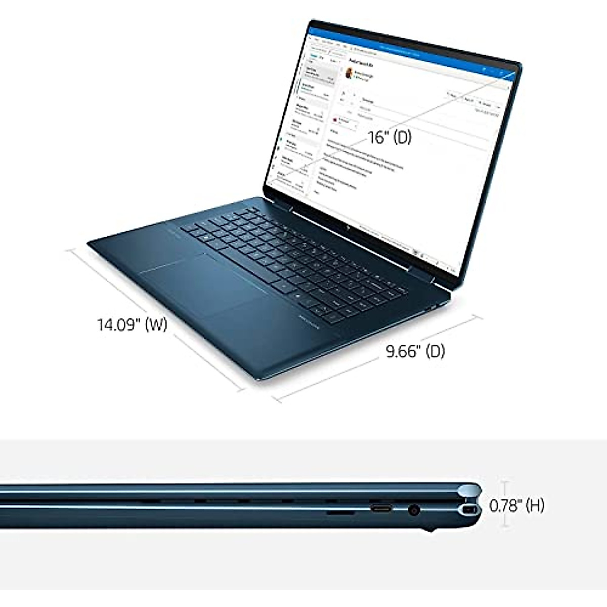 HP Spectre x360 16" 2-in-1 3K QHD+ Touchscreen (Intel 12th Gen i7-12700H, 16GB RAM, 2TB SSD, Stylus) Home, Business & Creator Laptop, Long-battery life, Fingerprint, Backlit, Thunderbolt 4, Win 11 Pro