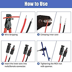 PRECIHW 12 Pairs Solar Panel Cable Connectors, Multi-Contact 4 Solar Connectors, IP67 1000V 30A Waterproof Male/Female Solar Panel Cable Connectors for 2.5/4/6mm² with 2 Pack Wrenches