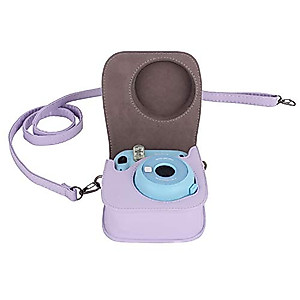 Phetium Instant Camera Case Compatible with Instax Mini 11,PU Leather Bag with Pocket and Adjustable Shoulder Strap (Lilac Purple)