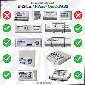 JL Safety EZ Pass Holder - Indestructible Toll Pass Holder for EZ-Pass, I Pass, FasTrak, SunPass & SunPass Pro, Uni, NC QuickPass, EPass Xtra, 91 Express Lanes & more - Made in USA