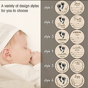 Mayyi Newborn Birth Announcement Sign,Personalized Newborn Handprint and Footprint Sign,Custom Engraved Wooden Baby Name Sign,Newborn Photo Props, Hello World Newborn Announcement for Hospital