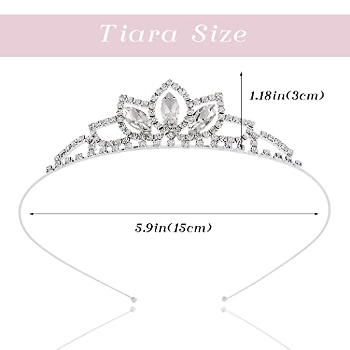 Kilshye Princess Silver Tiara and Crown Pink Crystal Tiaras Girls Pageant Crowns Rhinestone Birthday Headdress for Kids (Silver)