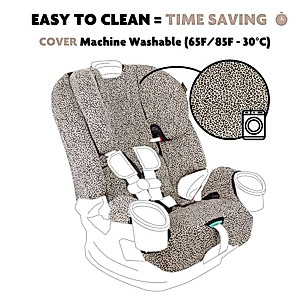UKJE Protective Car Seat Cover Compatible with Graco 4ever DLX 4-in-1 Car Seat, CPSC Compliant Standards, Car Seat Liner Protector, Convertible Car Seat, Travel Accessories, Cotton Cover- Sand Leopard
