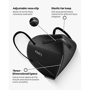 Dolce Calma KN95 Face Mask, 50 Pack Individually Wrapped, 5-Ply Breathable and Comfortable Multicolor Masks for Men and Women, Adjustable Nose Clip & Flexible Earloop KN95 Mask