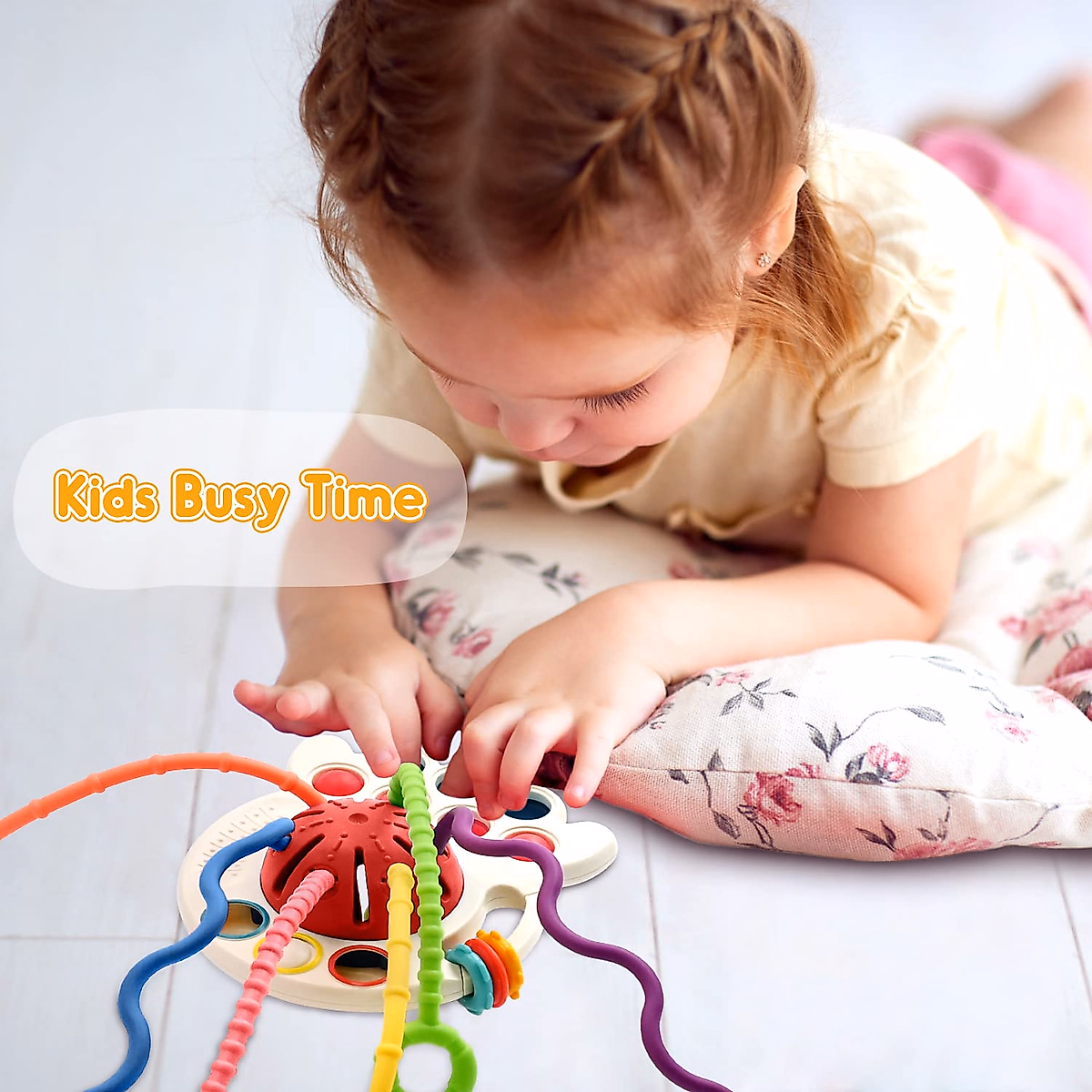 AiTuiTui Sensory Montessori Baby Toys 6 to 12 Months, Toddler Travel Toys for 1 2 Year Old Boy Girl Birthday Gifts, Soft Pull String Fidget Educational Learning Bath Toys for 9 10 18 Months Infant