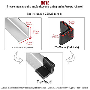 Hilitchi 20 Pcs 25mm x 25mm L Shaped Black Rubber Angle Iron Caps Furniture Angle Pads Bed Steel Frame Racks Shelves Rubber Feet Covers