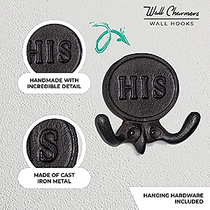 Wallcharmers Set of 2 His and Hers Towel Hooks for Bathrooms, Mr & Mrs. Farmhouse and Rustic Bathroom Hooks for Towels, Bronze