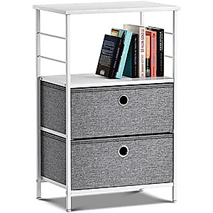 Sorbus Nightstand 2-Drawer Shelf Storage - Bedside Furniture & End Table Chest Dresser with Steel Frame, Wood Top & Easy Pull Fabric Bins for Home, Bedroom, Closets, Bathroom, Office & College Dorm