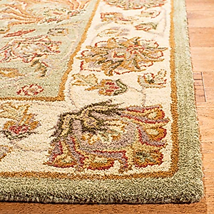 SAFAVIEH Heritage Collection 9'6" x 13'6" Green / Gold HG343A Handmade Traditional Oriental Premium Wool Area Rug