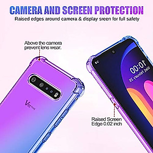 Gufuwo Case for LG V60 Thinq, for LG V60 Thinq 5G Cute Case, Gradient Slim Anti Scratch Soft Clear TPU Phone Case Cover Shockproof Case for LG V60 Thinq (Purple/Blue)