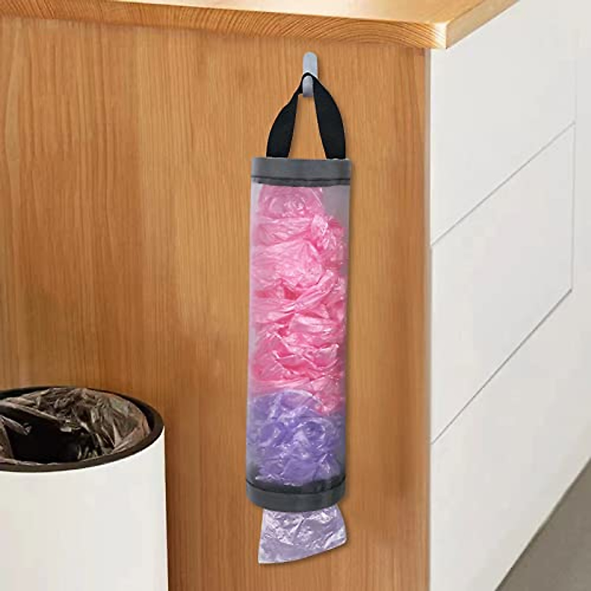 Kitchen Rubbish Bag Round Storage Bag Miscellaneous Wall Hanging Organizer Convenient Extraction Box Storage Bag Hanging Bag Small Pink Trash Bags