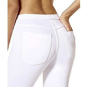 No nonsense Women's Plus Classic Denim Capri Leggings with Pockets, White, 3X