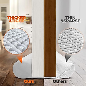 Holikme Twin Door Draft Stopper Door Sweep Weather Stripping Noise Blocker Window Breeze Blocker Adjustable Door Sweeps, Grey