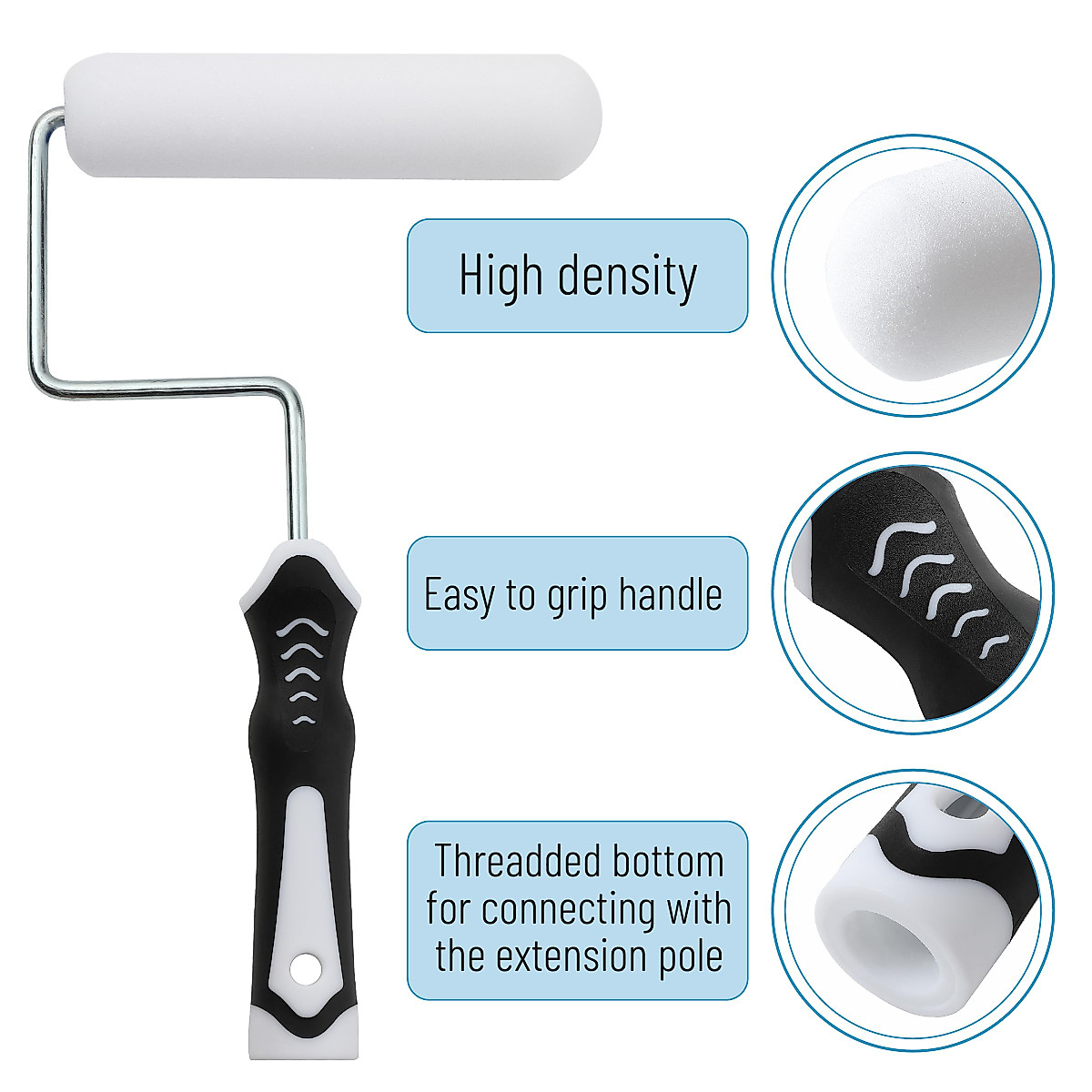 Bates- Paint Roller Kit, 9 pcs, 6-Inch Foam Paint Roller Tray, Paint Roller Set, Paint Kit for House Painting, Paint Rollers, High Density Foam Roller Paint, Small Paint Roller Kit, 6 Inch Foam Roller