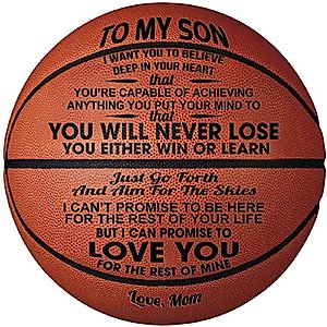 KAAYEE Engraved Basketball for Son from Mom, Personalized 29.5" Basketball Son Gifts from Mom, Custom Birthday Graduation Christmas Back to School Gift for Son from Mom