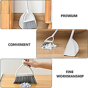 DOITOOL Broom and Dustpan Set for Children- 20in Height Standing Upright Broom and Dustpan Set for Home- Small Broom and Dustpan Set for Home Kitchen Room Office Lobby