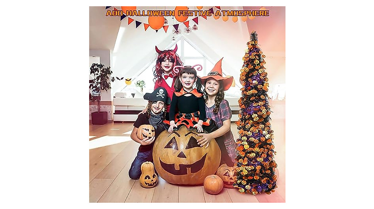 5ft Halloween Pumpkin Tree with 50 Lights - WOKEISE