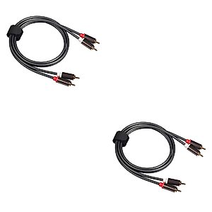 Magik 2-4 Plated 2-RCA to 2-RCA Male L/R Stereo Audio Coaxial Cable Cord Plug Patch (3.3 Ft/1 M 2 Pack)