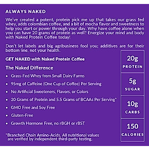 NAKED Mocha Latte Protein Coffee - Premium Instant Coffee - Protein Shake, Iced Coffee, Protein Drinks, Delicious Keto Friendly and Gluten Free, 17 Servings