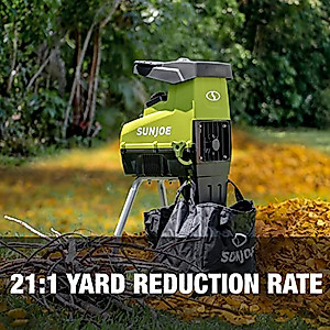 Sun Joe CJ603E 15-Amp 1.7-Inch Cutting Diameter Electric Silent Wood Chipper/Shredder, green